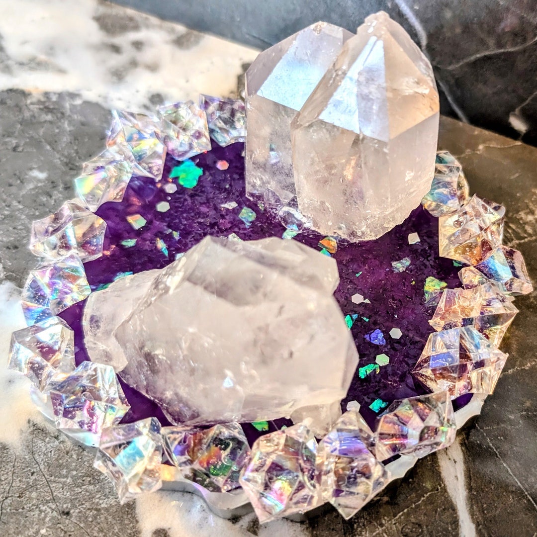 Quartz Crystal Business Card Holder | Custom Phone Stand Gem Resin ...