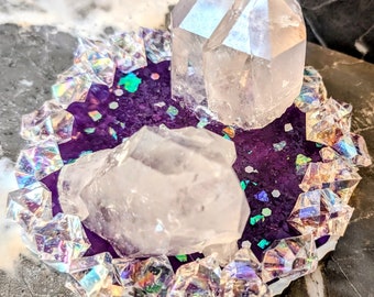Quartz Crystal Business Card Holder | Custom Phone Stand Gem Resin ...