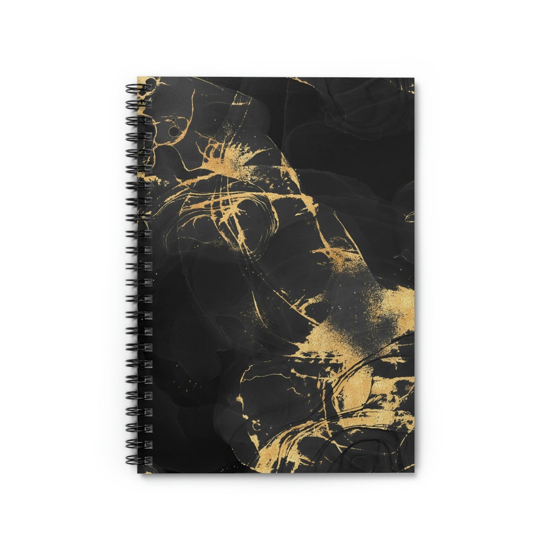 Black Marble Notebook, Spiral Notebook, Black Notebook, Agate Notebook ...