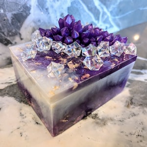 Customizable Agate Crystal Jewelry Box | Geode Marble Resin Keepsake ...