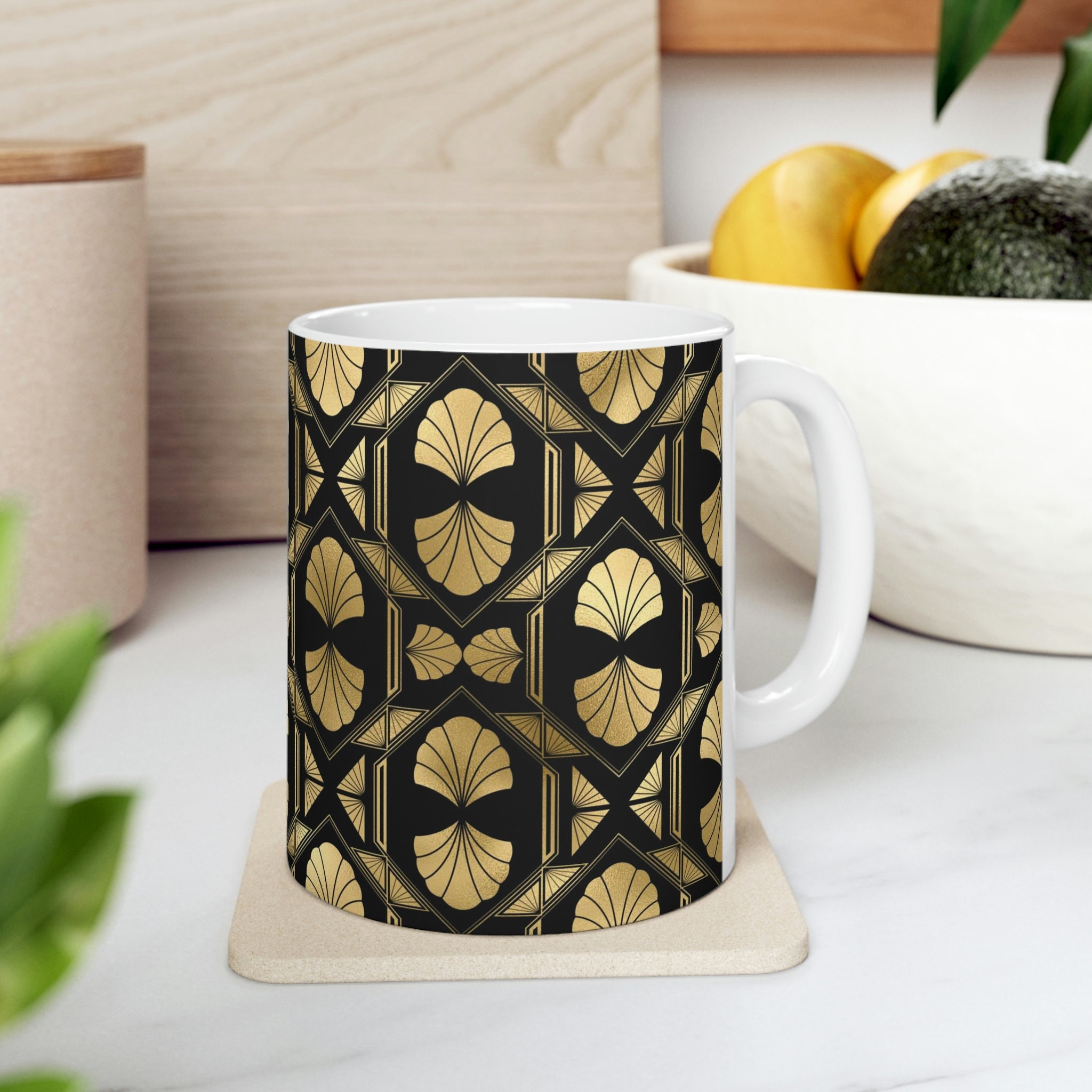 Art Deco Mug Black Gold Coffee Mug Black Mug Gold Mug Art - Etsy