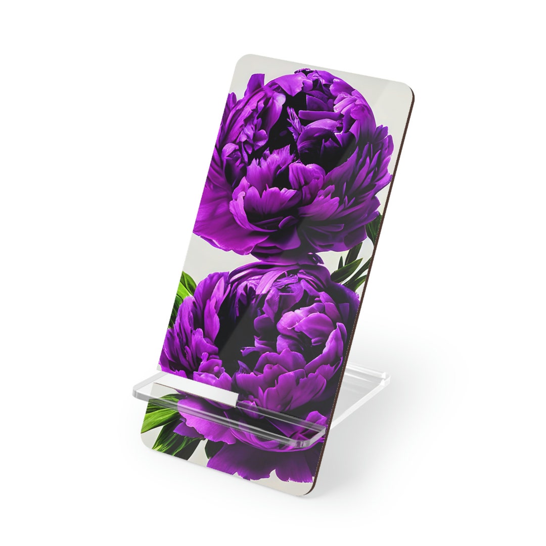 Peony Phone Stand, Peony Phone Holder, Purple Phone Stand, Purple Phone ...
