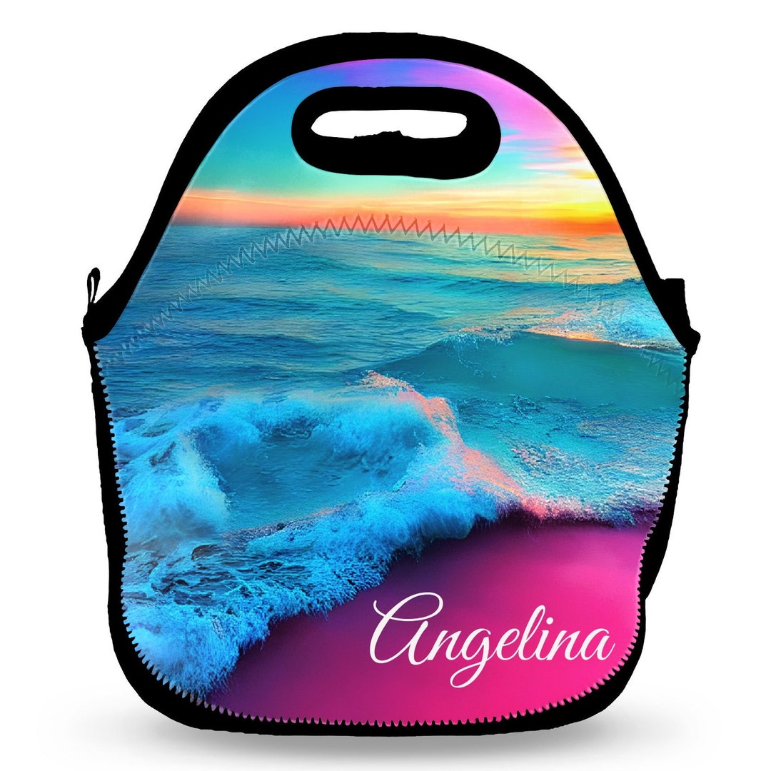 Personalized Ocean Lunch Bag | Original Colorful Beach Coastal Art ...
