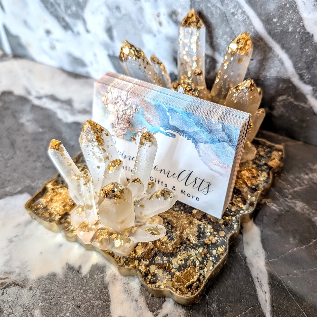 Crystal Business Card Holder Custom Phone Stand Sparkly Bling Resin ...