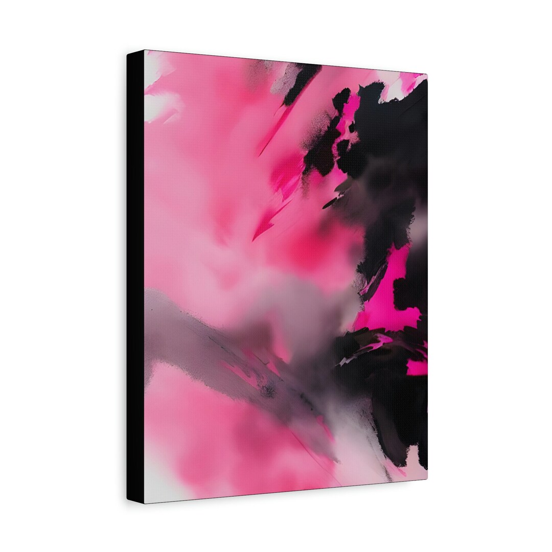 Hot Pink Art Print, Hot Pink Art, Pink Black Art Print, Hot Pink Canvas ...