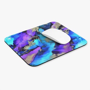 Personalized Alcohol Ink Mouse Pad | Blue Purple Original Abstract Art ...