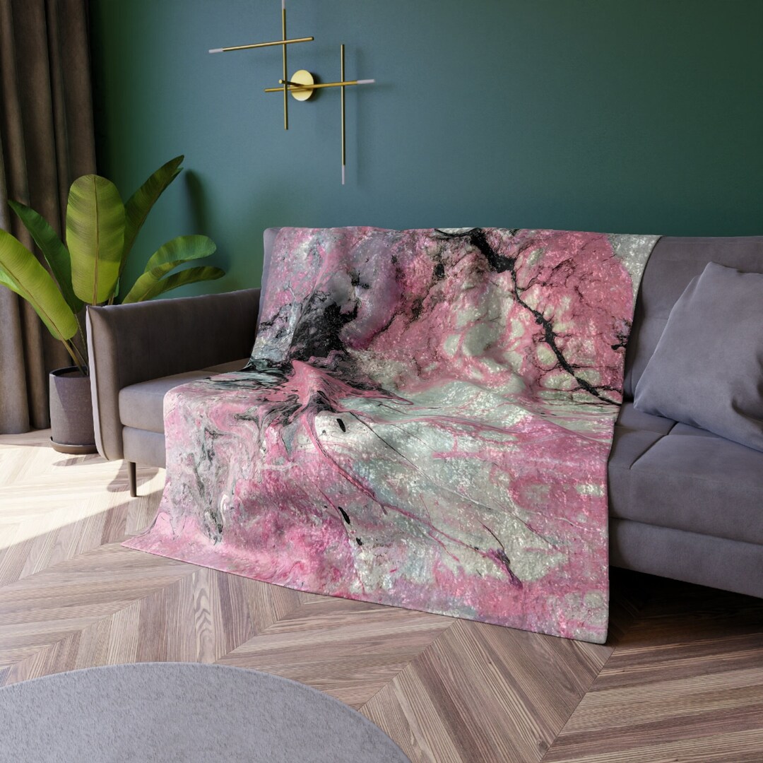 Original Art Pink Crushed Velvet Blanket | Abstract Pink Velvet Blanket ...