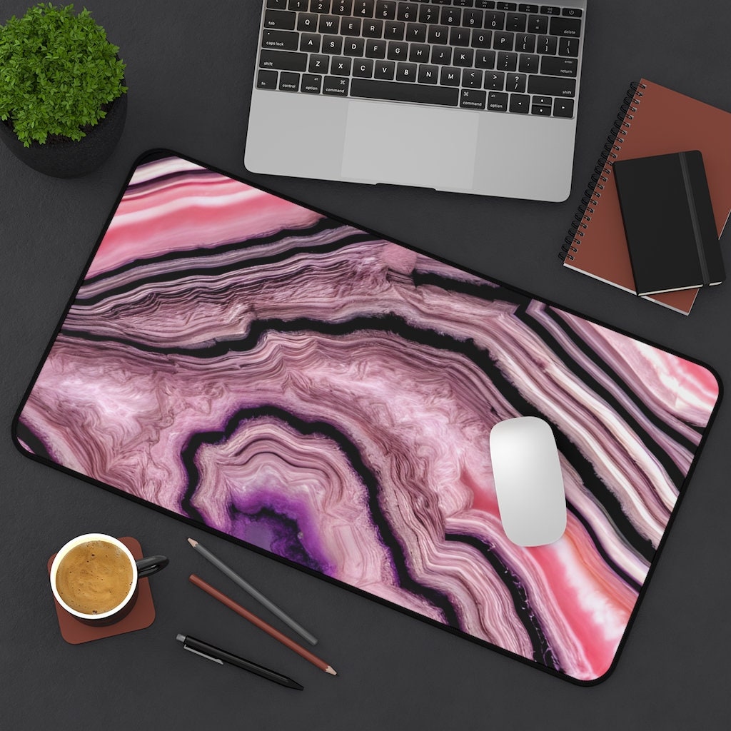 Pink Marble Desk Mat Pink Desk Mat Marble Desk Mat Agate - Etsy