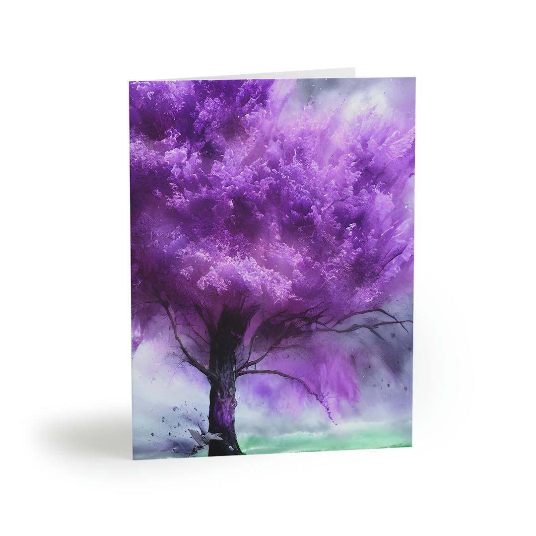Purple Tree Note Cards, Purple Tree Greeting Cards, Purple Tree ...