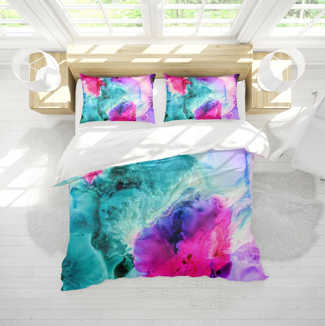Colorful Abstract Art Comforter, All Season Comforter, Ocean Bedding ...