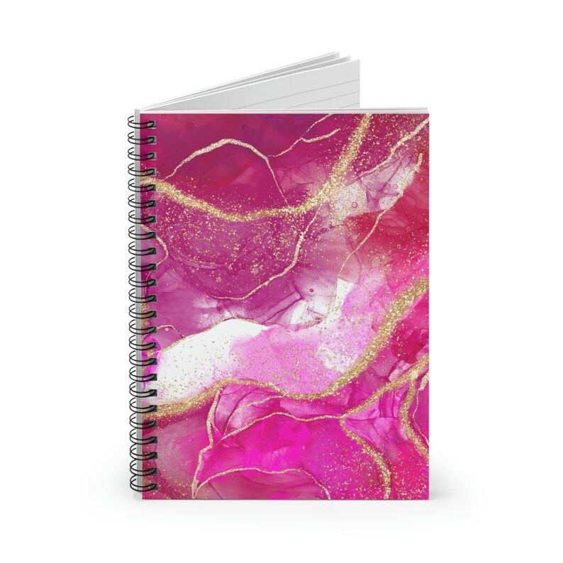 Hot Pink Marble Notebook, Hot Pink Notebook, Marble Notebook, Agate ...