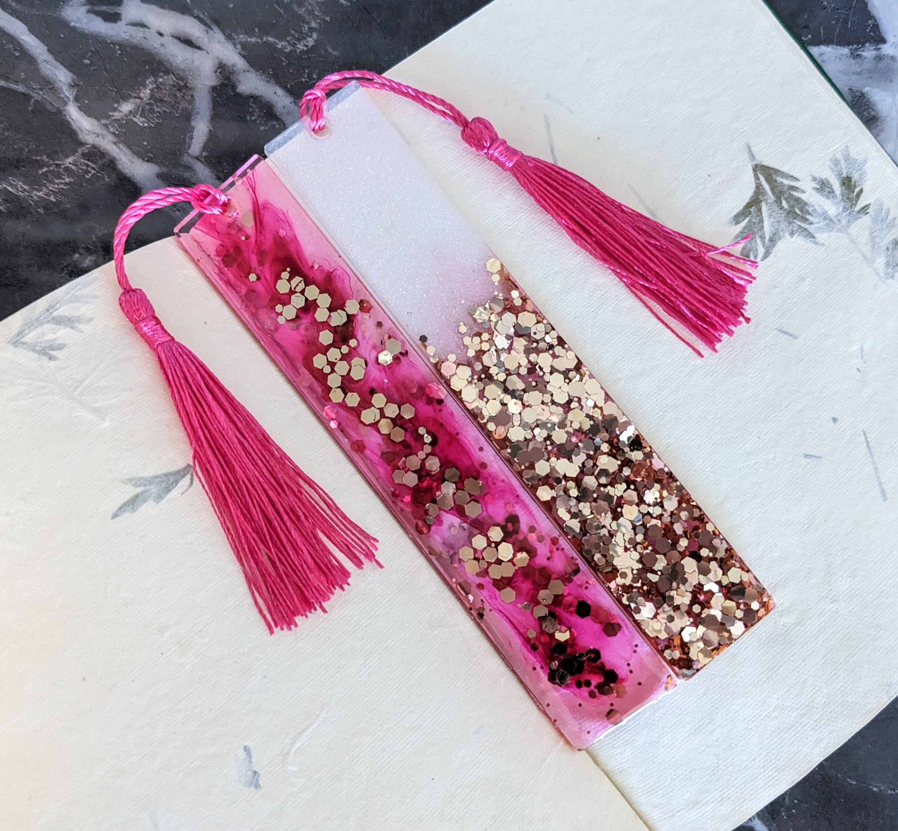 Resin Bookmark Pink Gold Glitter Bling Sparkly Book Mark - Etsy