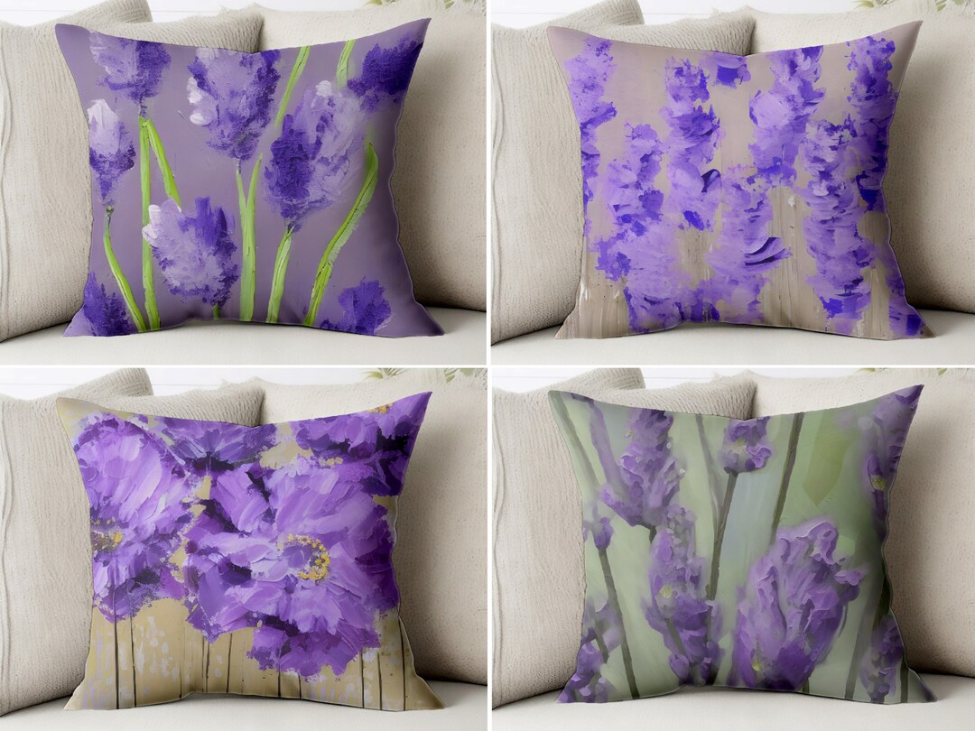 Lavender Floral Throw Pillow Cover Trendy Light Purple Flower ...