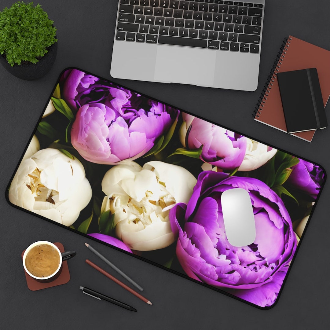 Purple Peonies Desk Mat, Peonies Desk Mat, Purple Desk Mat, Peony Desk ...