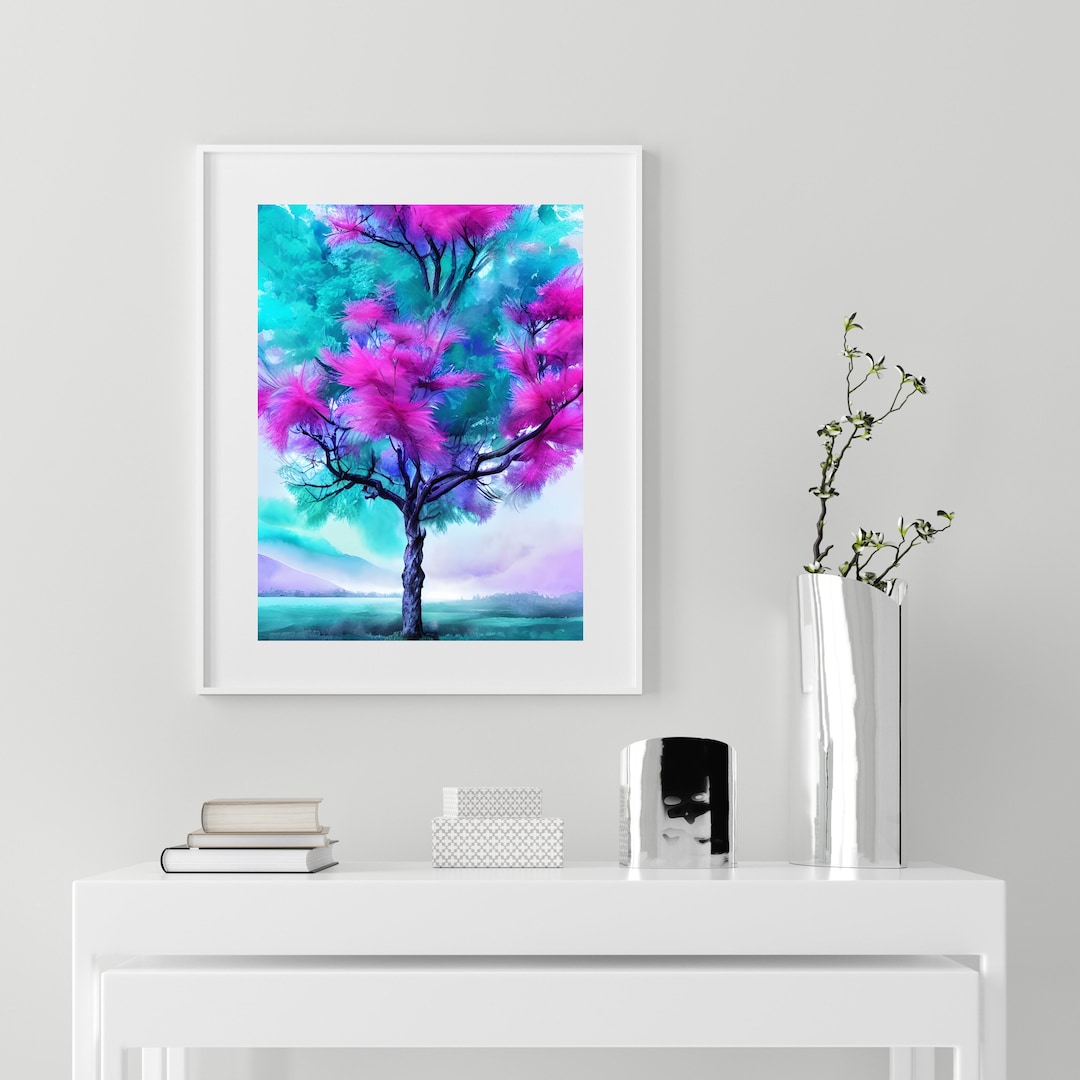 Colorful Tree Art Print, Tree Art, Tree Wall Art, Tree Decor, Colorful ...