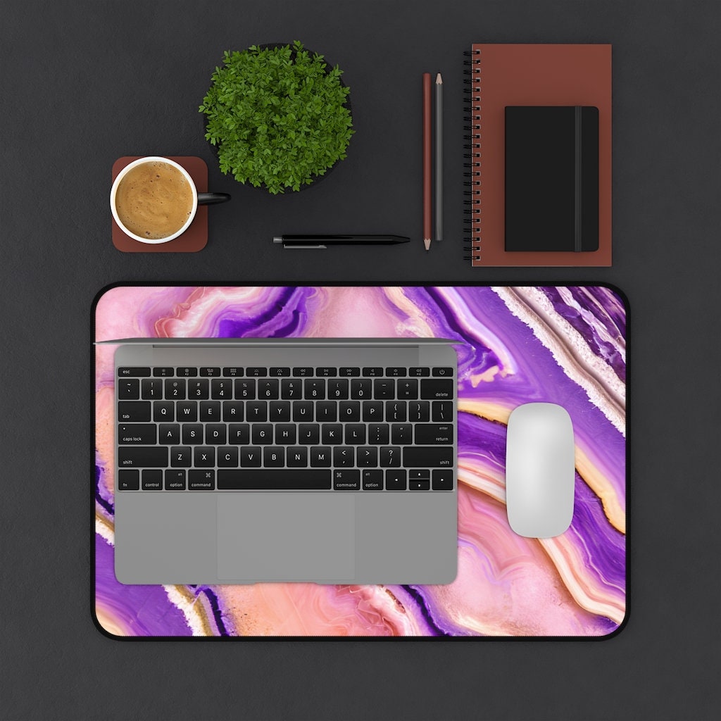 Pink Purple Marble Desk Mat Pink Desk Mat Purple Desk Mat - Etsy