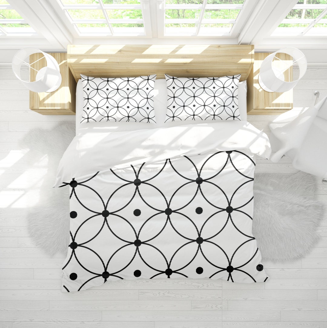 Black White Art Deco Comforter, Art Nouveau 1920s Bedspread, Roaring 20 ...