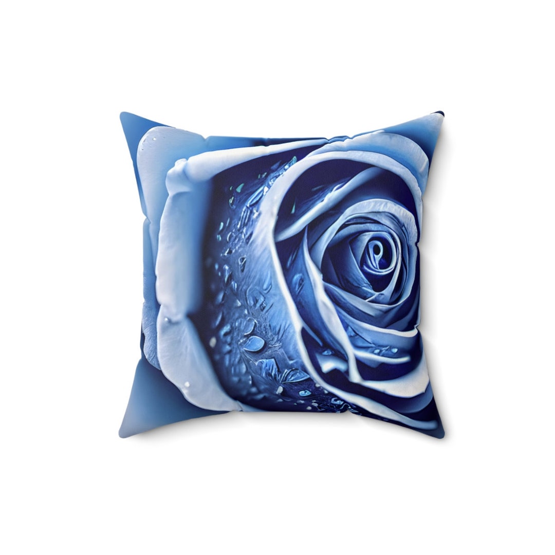 Faux Suede Pillow, Blue Rose Pillow, Blue Pillow, Rose Pillow, Roses ...