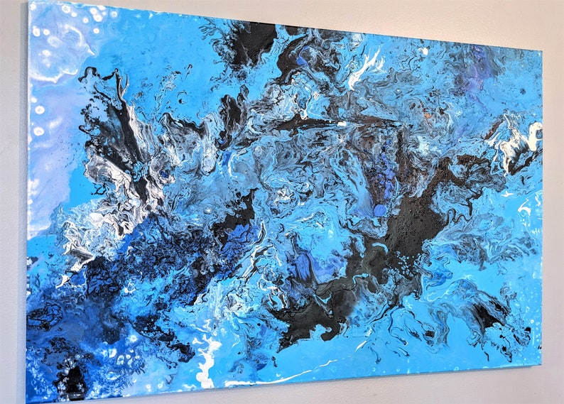 Blue Abstract Painting 'oceanic Granite II', Modern Art Blue Wall Decor ...