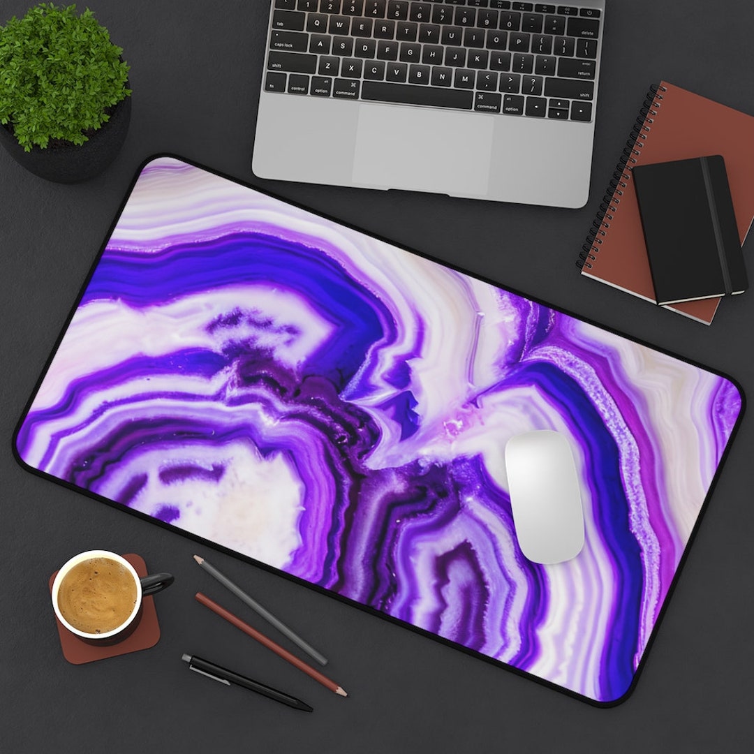 Purple Marble Desk Mat, Purple Desk Mat, Marble Desk Mat, Agate Desk ...