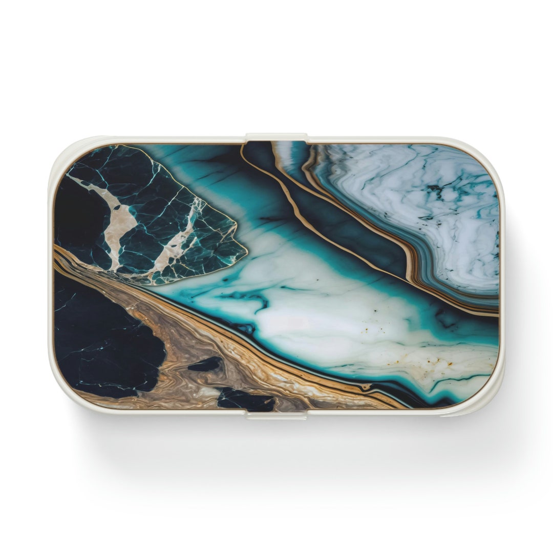 Turquoise Marble Bento Box, Bento Box, Turquoise Bento Box, Marble ...