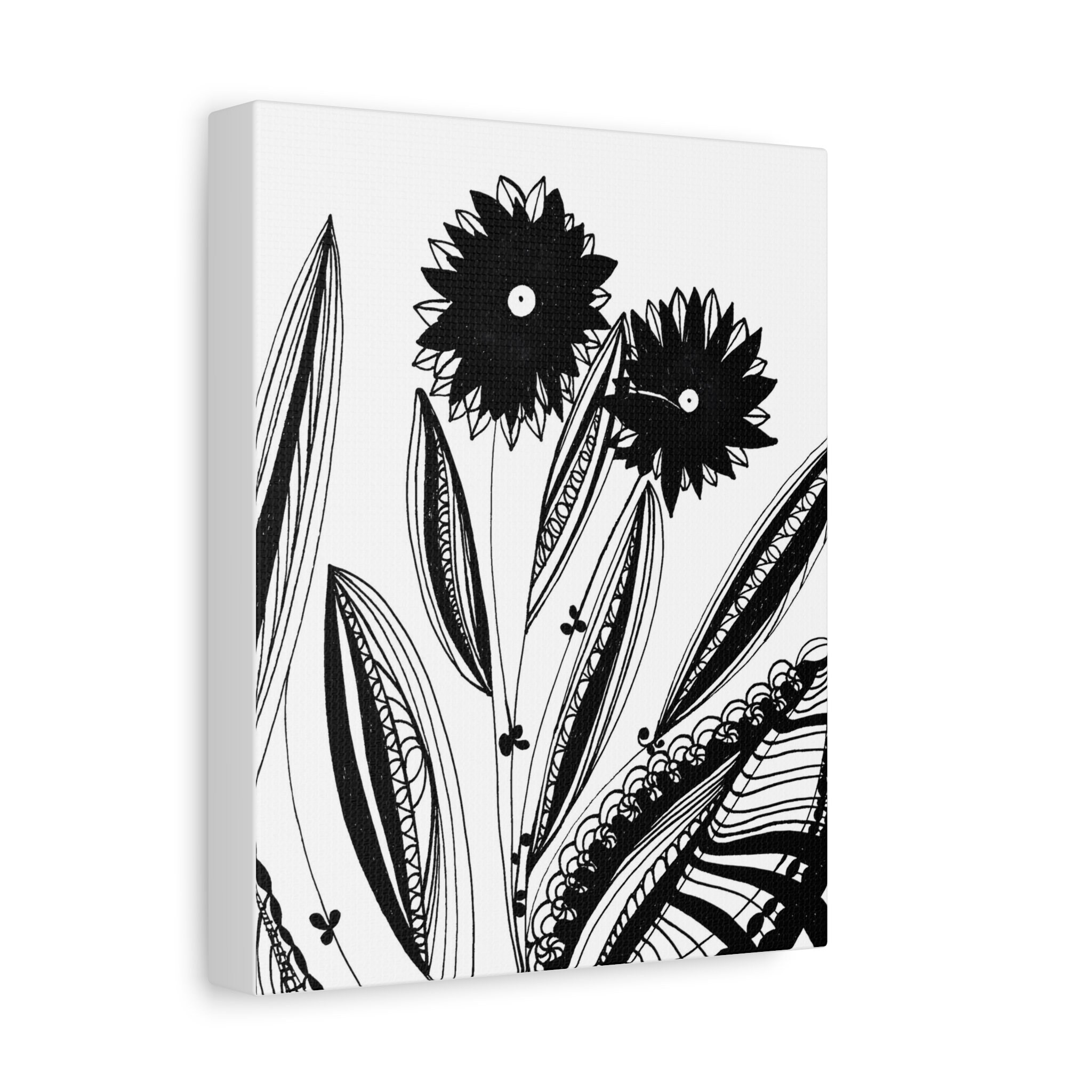 Original Flower Drawing Canvas Art Original Artwork Hand - Etsy