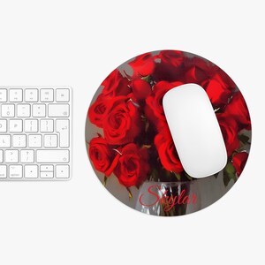 Personalized Red Roses Mouse Pad | Amaryllis Original Art Floral ...