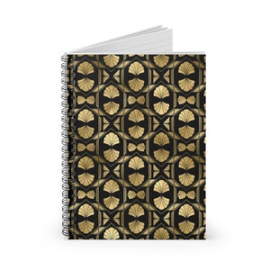 Art Deco Notebook, Spiral Notebook, Black Gold Notebook, Art Notebook ...
