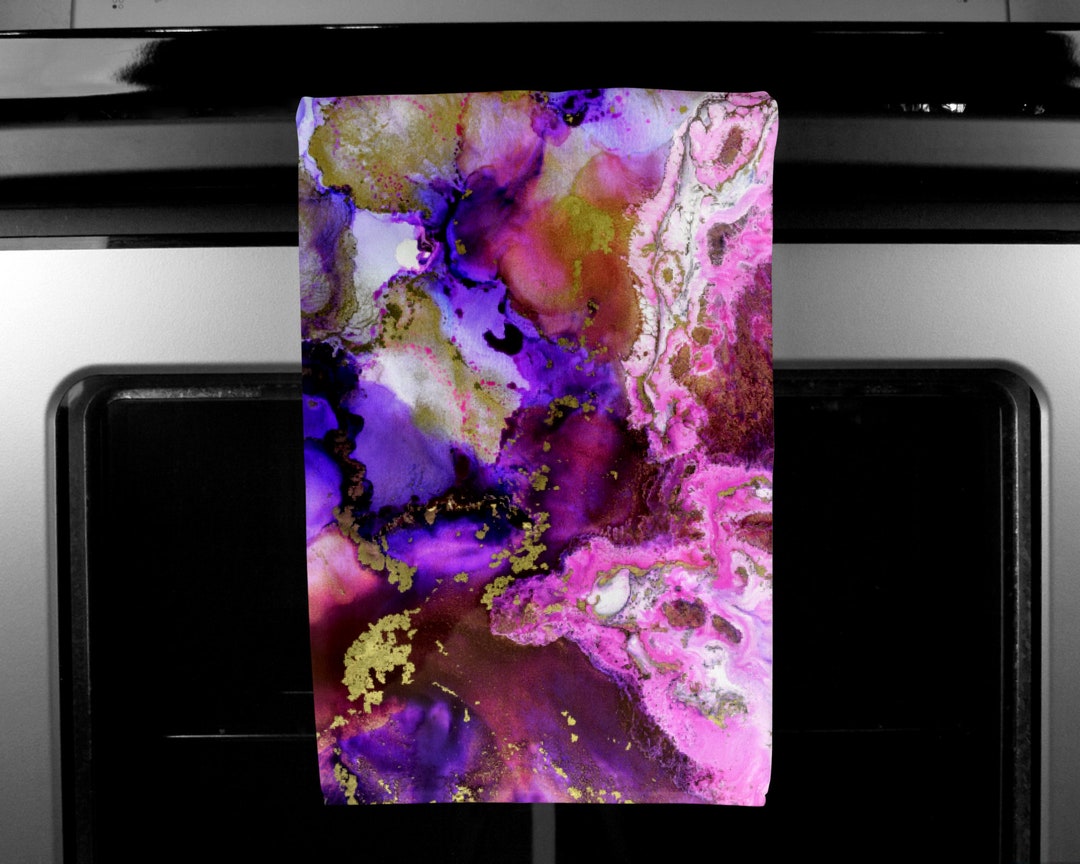 Purple Kitchen Towel, Abstract Kitchen Towel, Purple Tea Towel, Purple ...