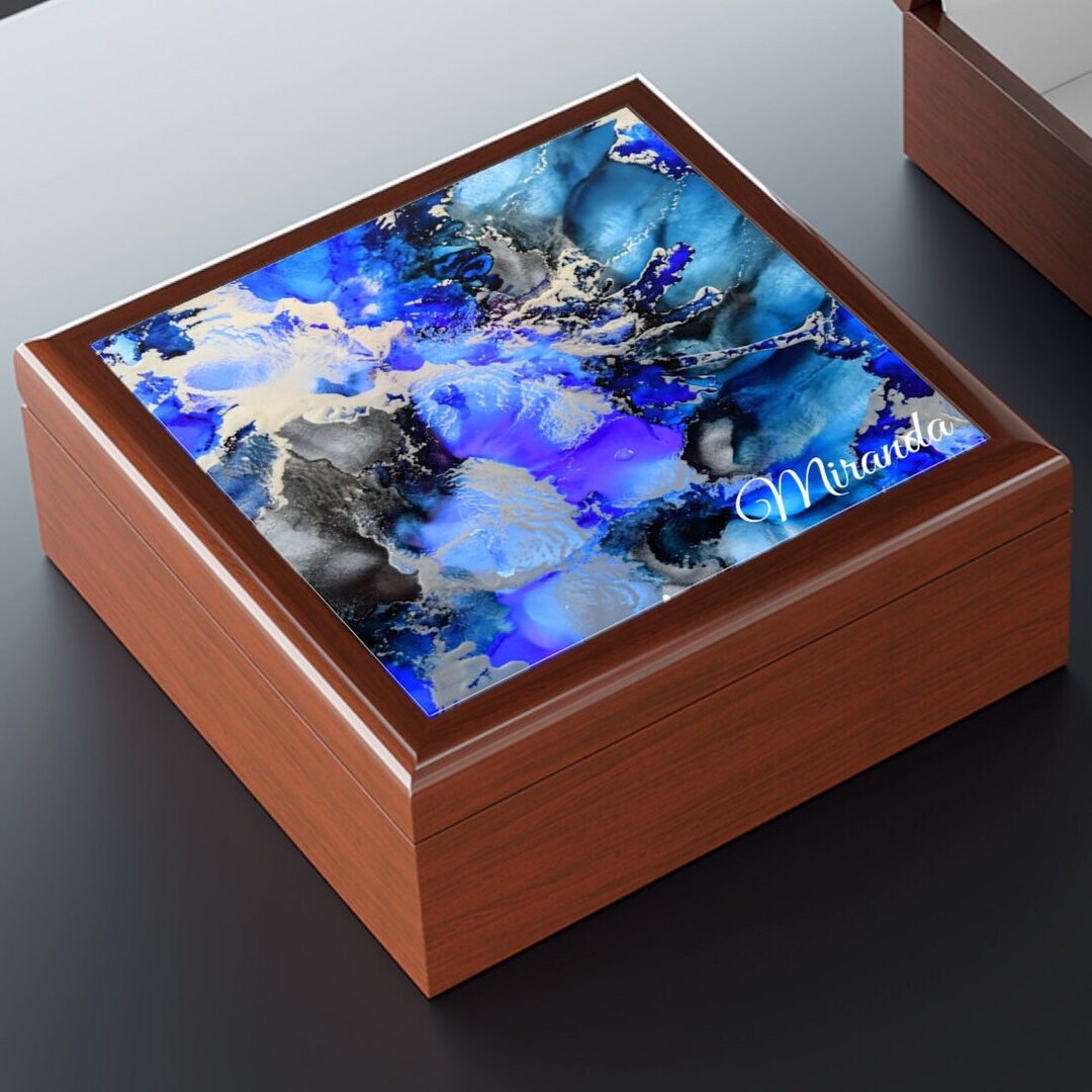 Custom Name Alcohol Ink Jewelry Box | Personalized Wedding Jewelry ...