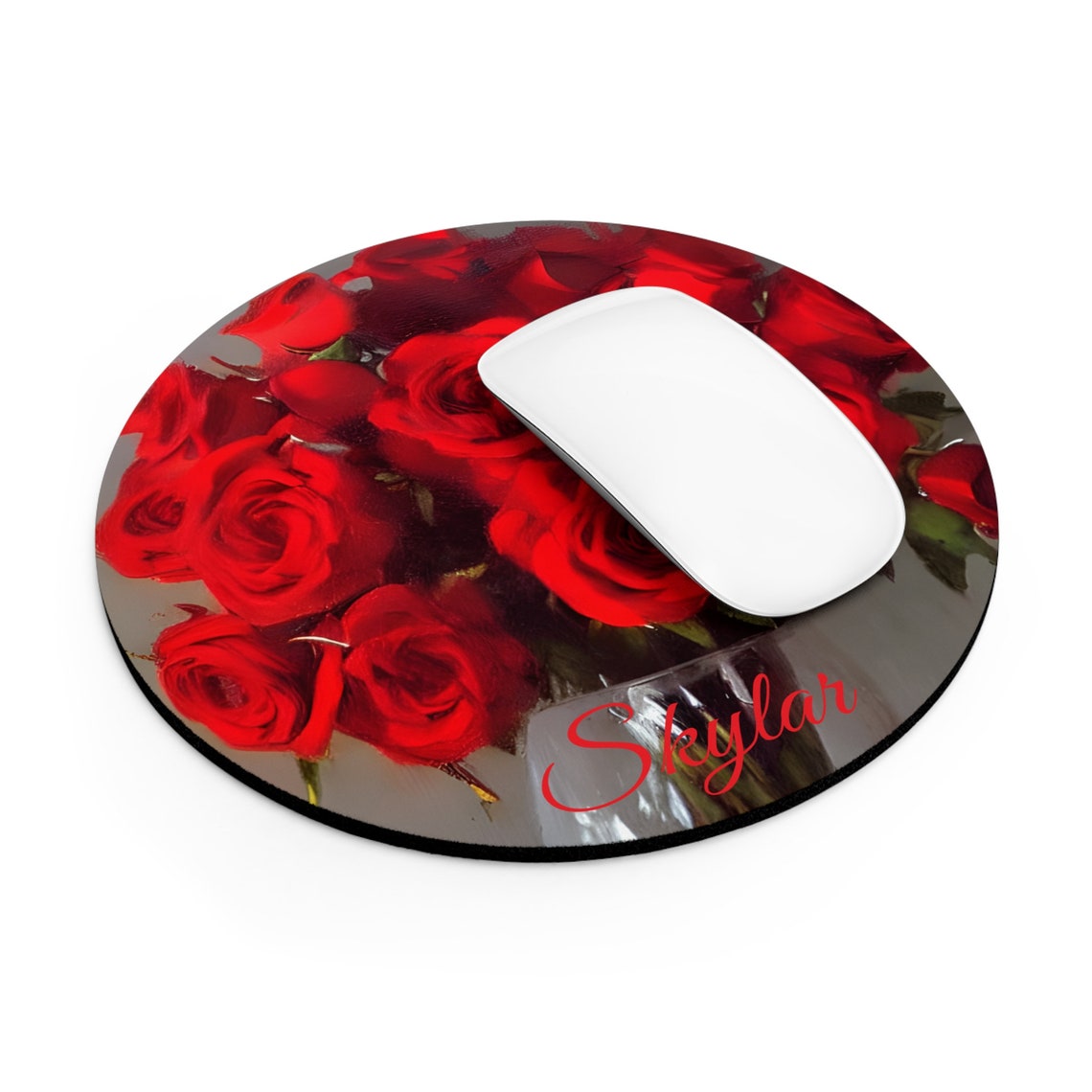 Personalized Red Roses Mouse Pad | Amaryllis Original Art Floral ...