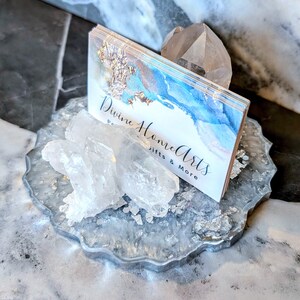 Quartz Crystal Business Card Holder | Custom Phone Stand Gem Resin ...
