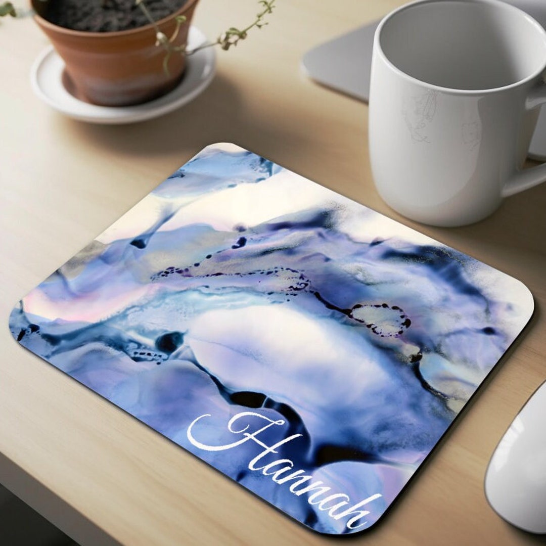 Personalized Alcohol Ink Mouse Pad | Blue Gray Original Abstract Art ...
