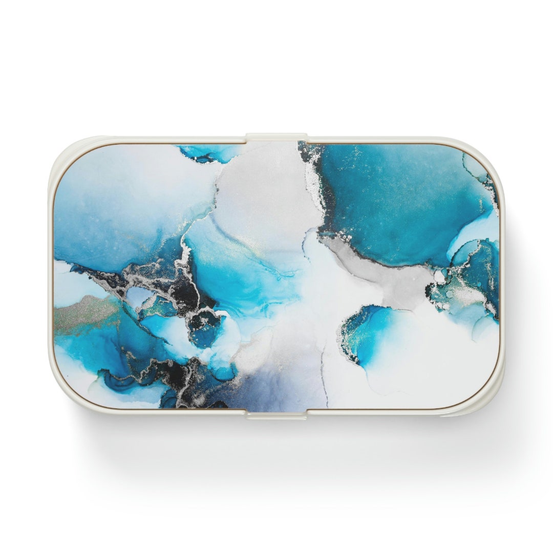 Turquoise Marble Bento Box, Bento Box, Turquoise Bento Box, Marble ...
