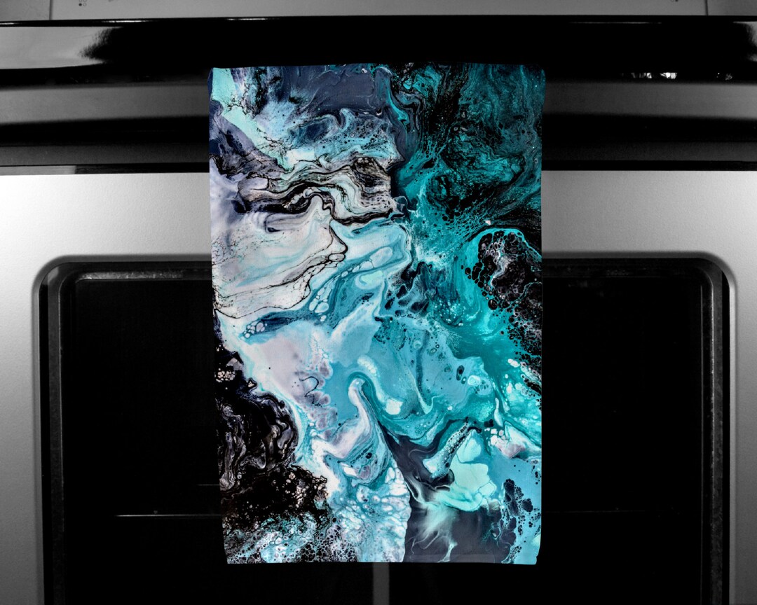 Turquoise Kitchen Towel, Turquoise Tea Towel, Turquoise Towel, Abstract ...
