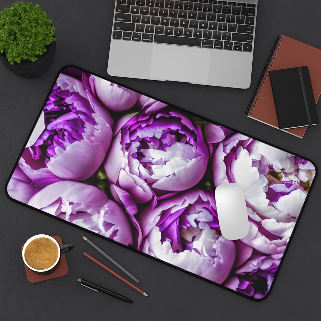 Purple Peonies Desk Mat, Peonies Desk Mat, Purple Desk Mat, Peony Desk ...