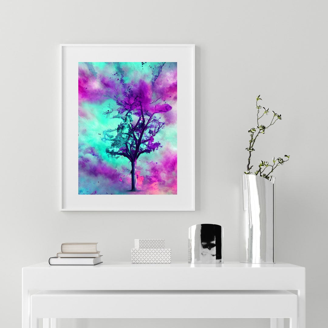 Colorful Tree Art Print, Tree Art, Tree Wall Art, Tree Decor, Colorful ...