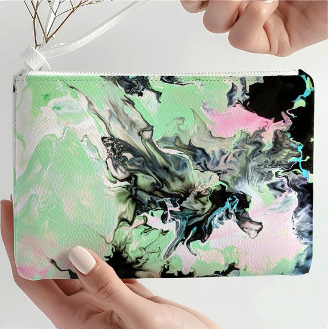 Abstract Art Clutch Bag Original Mint Light Green Pink Artwork Clutch ...