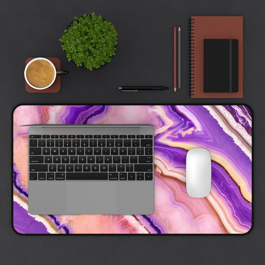 Pink Purple Marble Desk Mat Pink Desk Mat Purple Desk Mat - Etsy