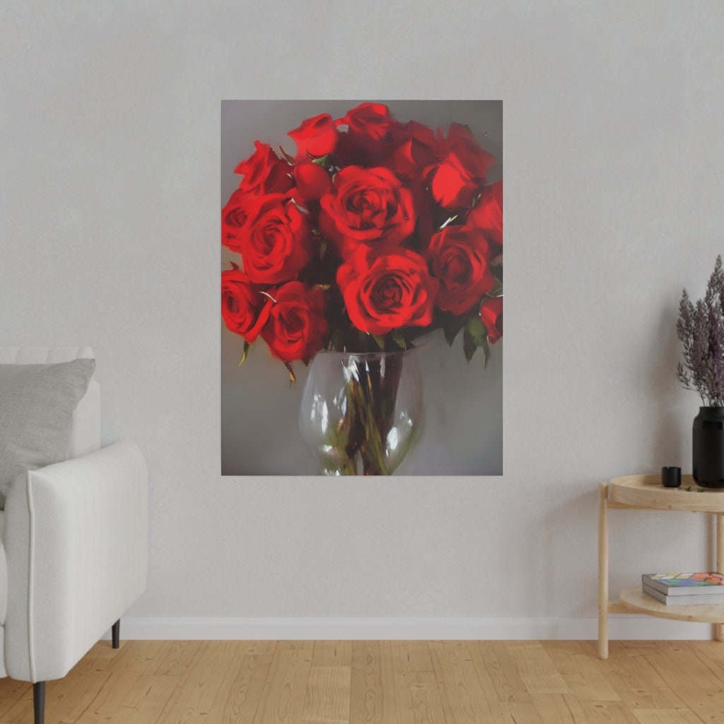 Canvas Wrap Red Rose Wall Art Red Roses Art Red Wall - Etsy