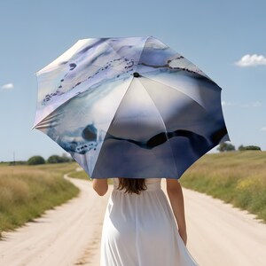 Personalized Original Art Umbrella Abstract Blue Gray Art Umbrella ...