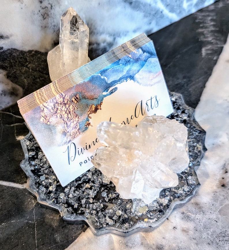 Quartz Crystal Business Card Holder | Custom Phone Stand Gem Resin ...