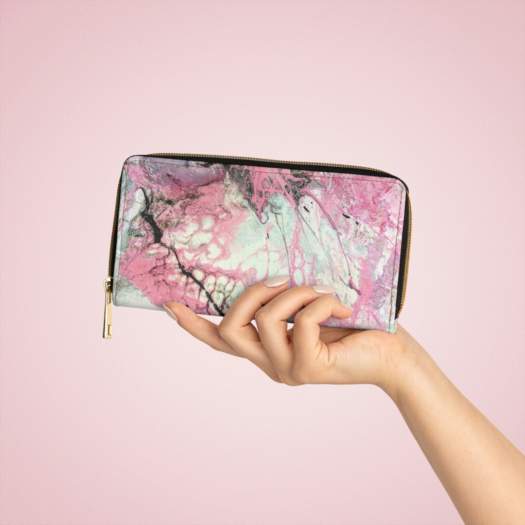 Dreaming of Ballet' Pink Abstract Art Zipper Wallet, Pink Wallet ...