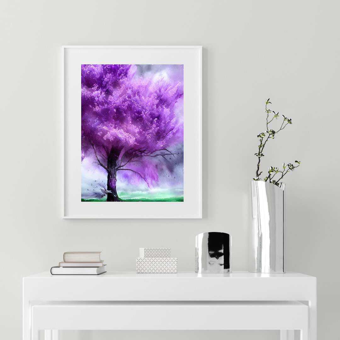 Purple Tree Art Print, Purple Art Print, Purple Tree Art, Purple Lover ...