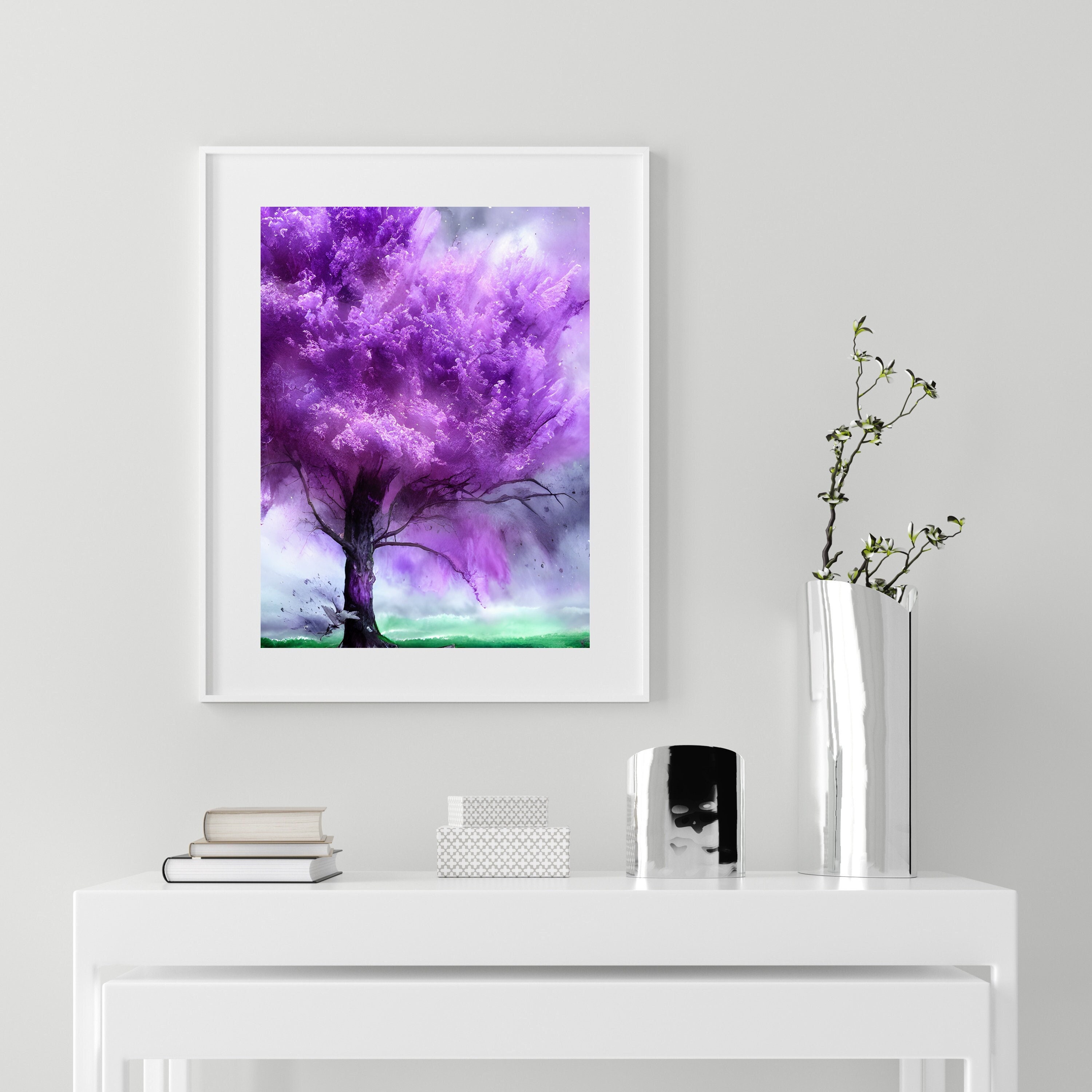 Purple Tree Art Print, Purple Art Print, Purple Tree Art, Purple Lover ...