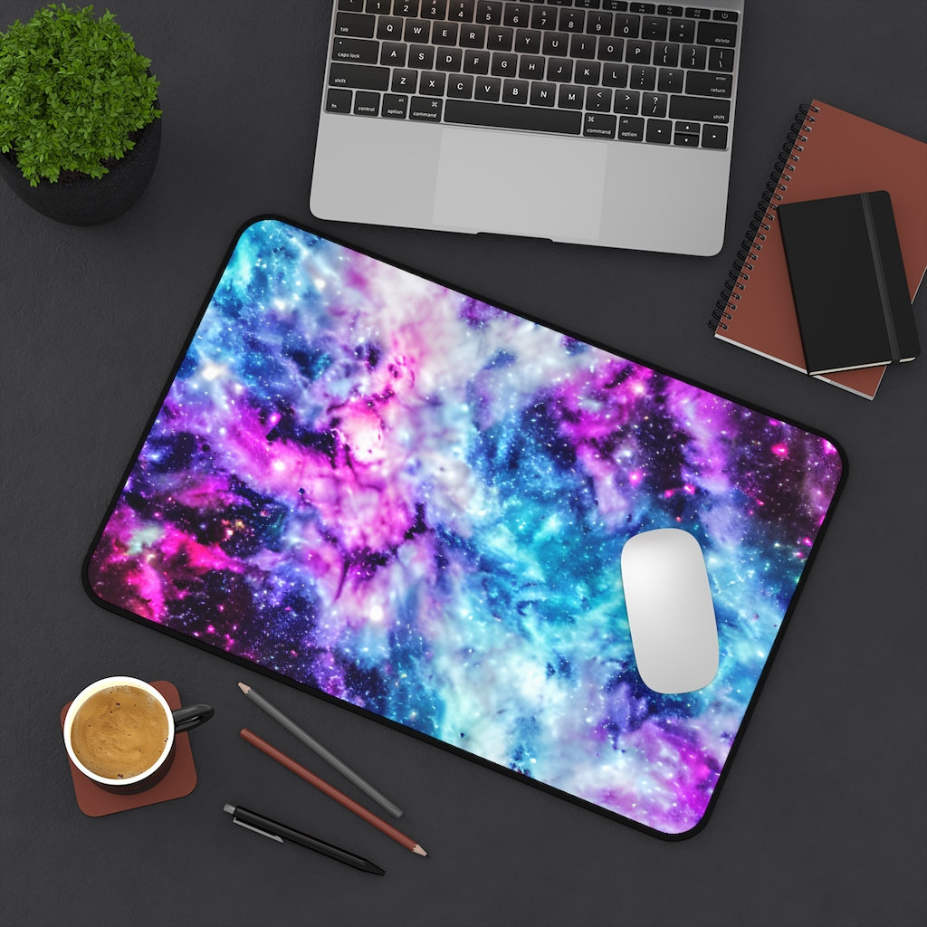 Galaxy Desk Mat Turquoise Desk Mat Purple Desk Mat Space - Etsy