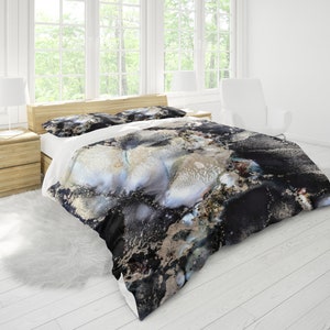 Black Abstract Art Comforter, All Season Comforter, Contemporary ...