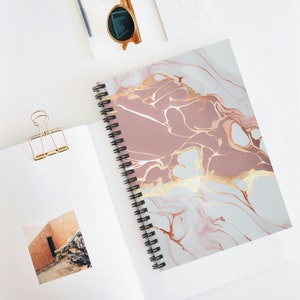 Rose Gold Marble Notebook, Rose Gold Notebook, Marble Notebook, Pink ...