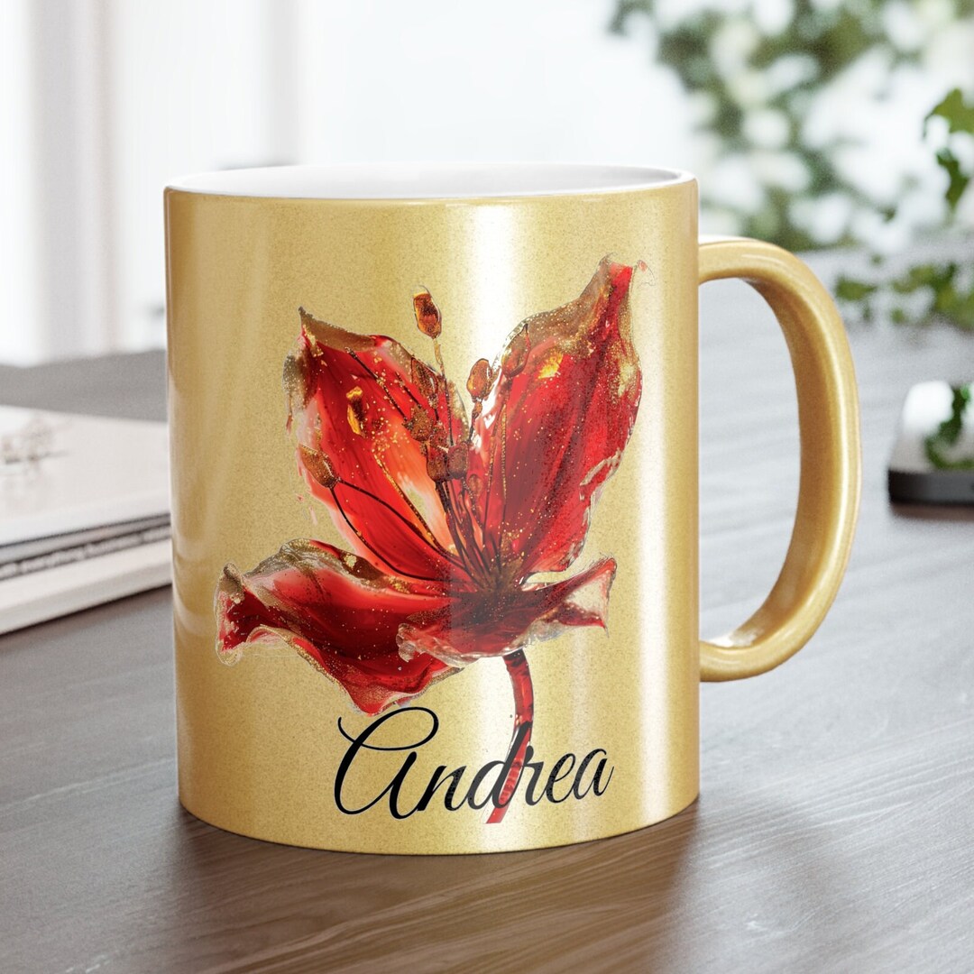 Personalized Metallic Coffee Mug | Custom Shiny Gold Silver Mug ...