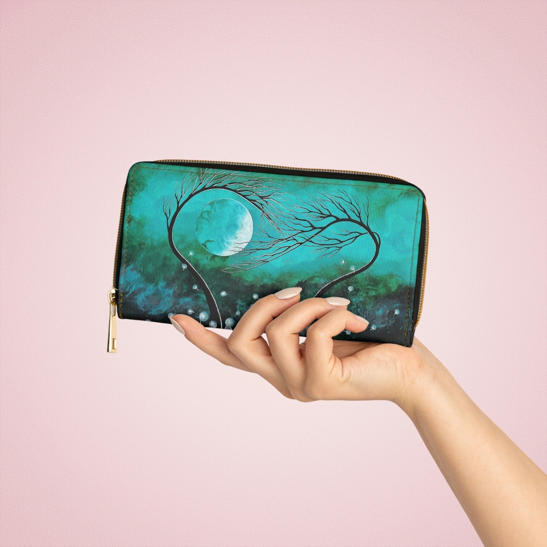 Emerald Dream' Abstract Art Zipper Wallet, Green Wallet, Tree Wallet ...